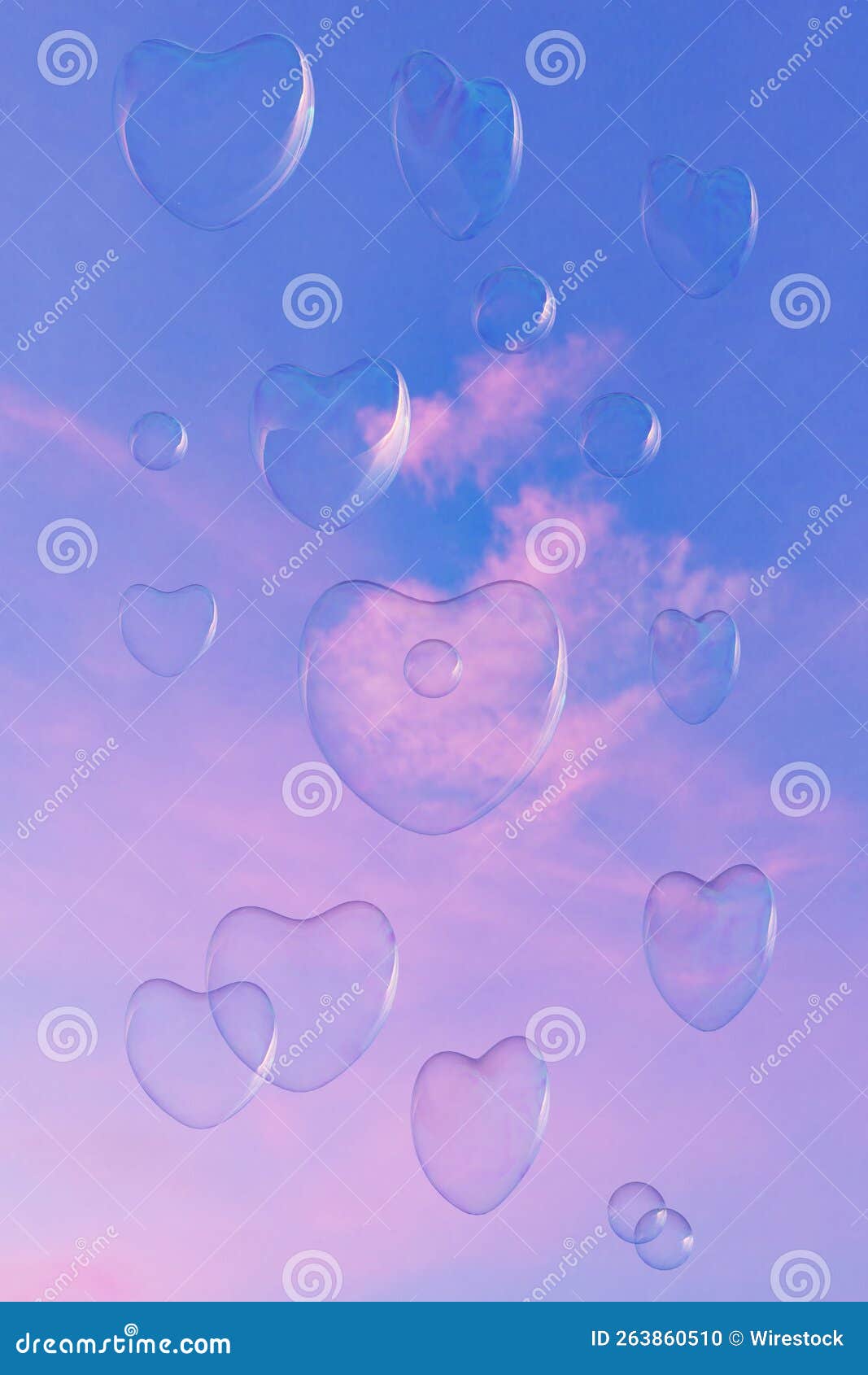 3D Rendering of Heart-shaped Bubbles on a Pastel Background Stock Illustration - Illustration of ...