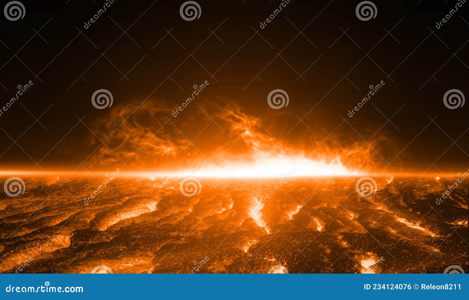 3D Rendering Heat Red Cracked Ground Texture after Eruption Stock ...