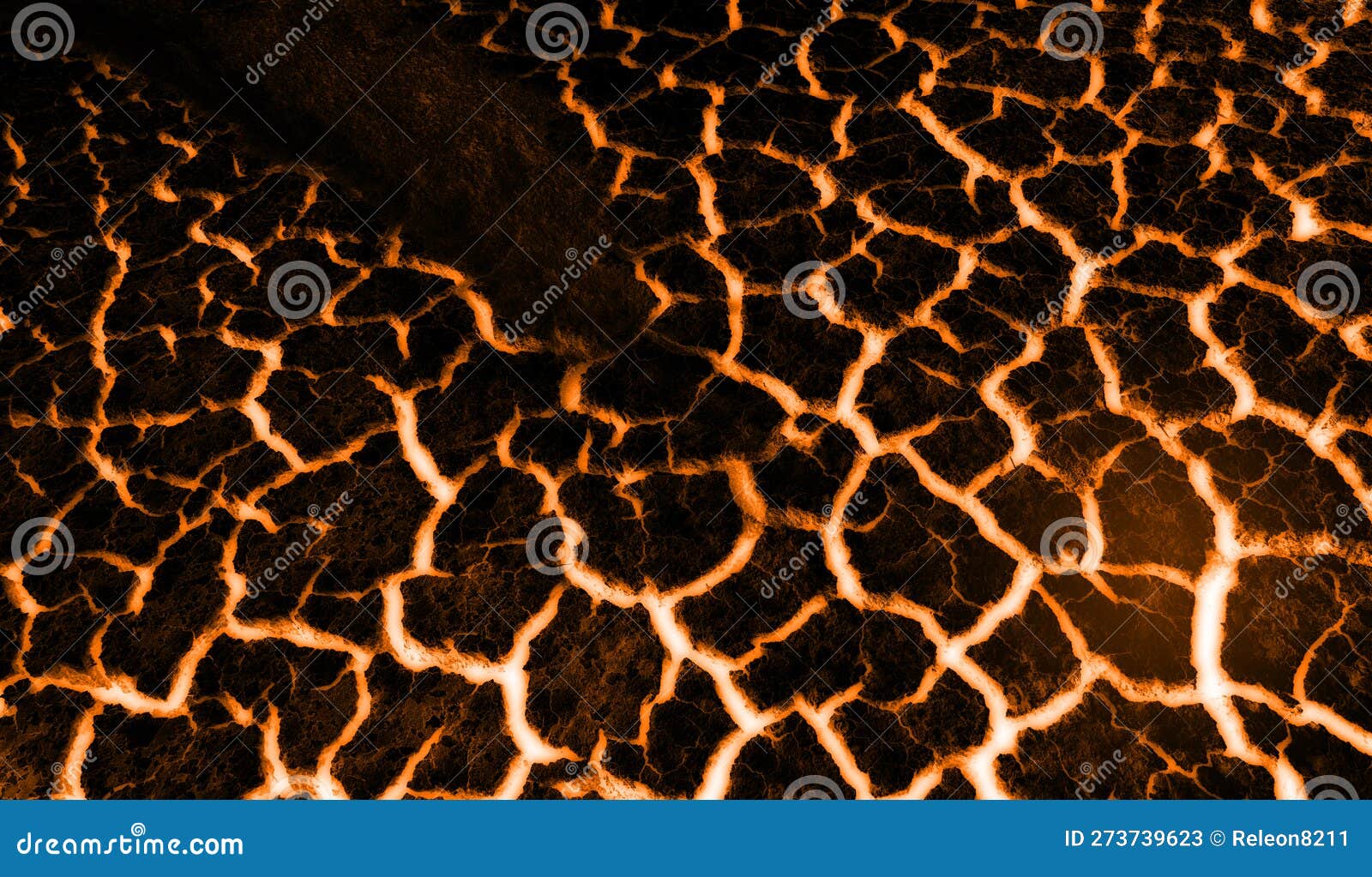 3D Rendering Heat Red Cracked Ground Texture after Eruption Volcano ...