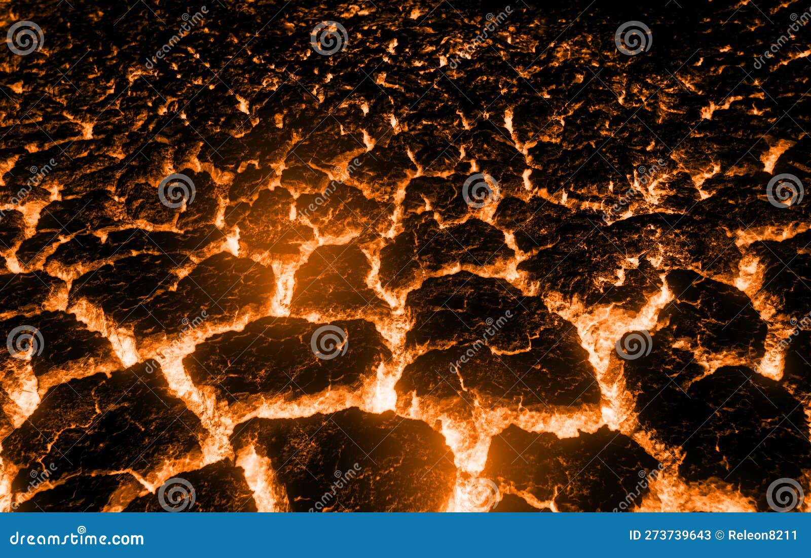 3D Rendering Heat Red Cracked Ground Texture after Eruption Volcano ...