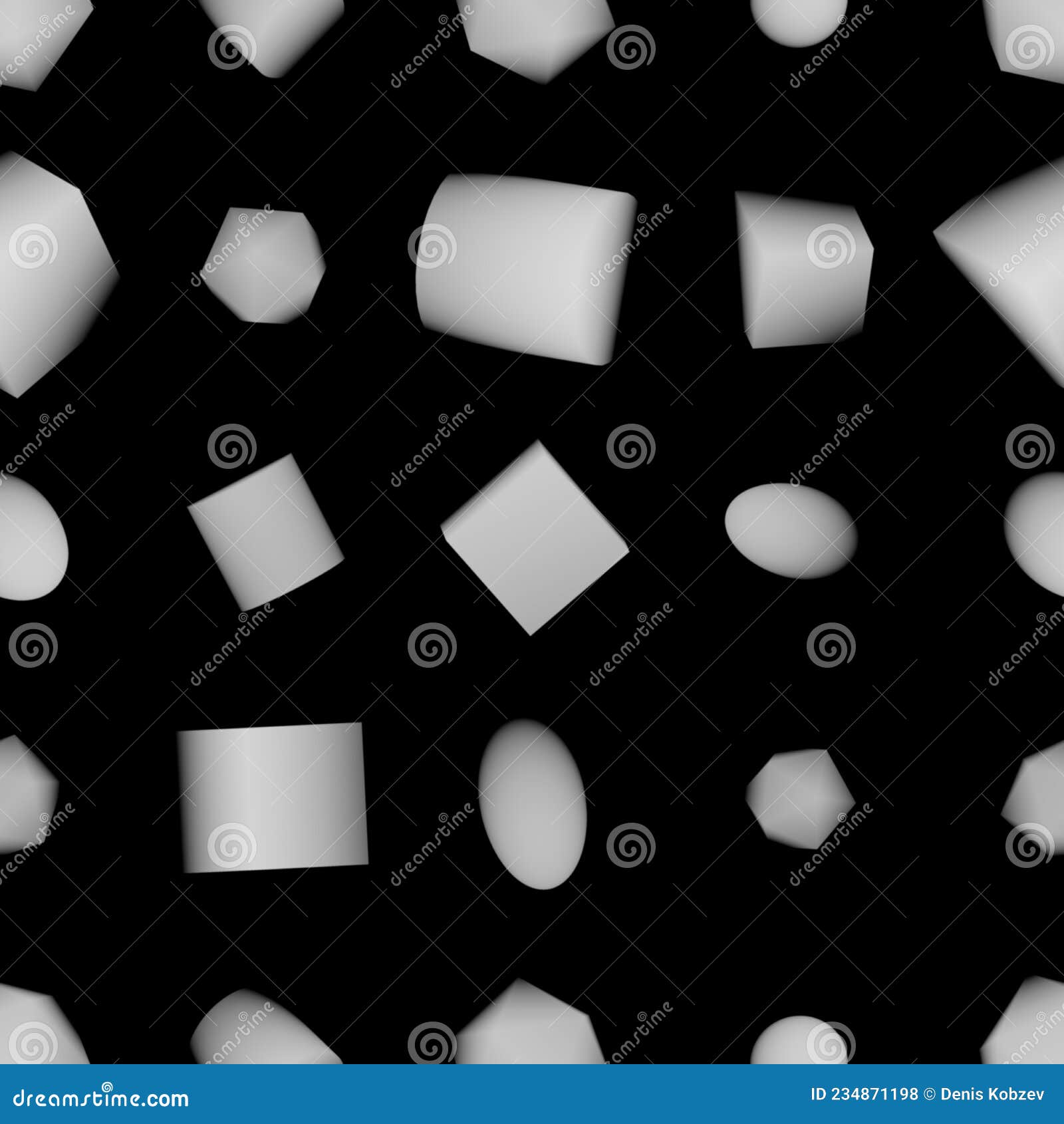 3d Rendering. Height Map. Seamless Pattern of Different Geometric ...