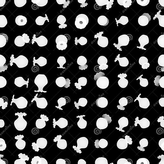 3d Rendering. Height Map. Seamless Pattern of Marble Vases Scattered at ...