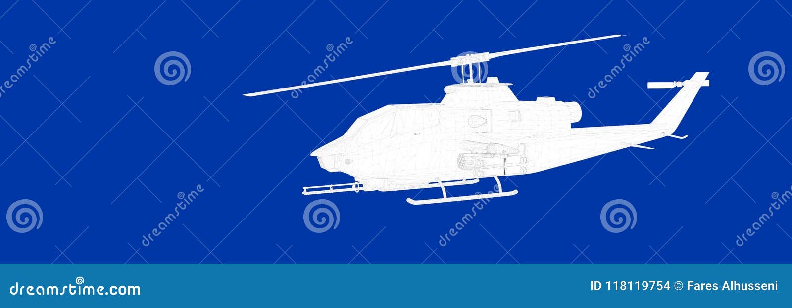 3d Rendering of a Helicopter on a Blue Background Blueprint Stock ...