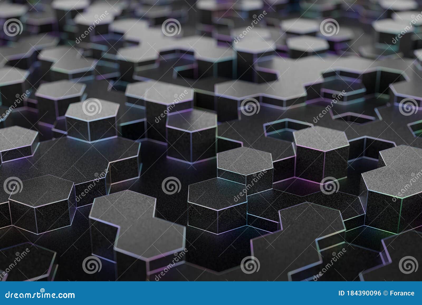 3D Rendering of Hexagonal Mesh, Thin Colorful Edges Stock Illustration ...