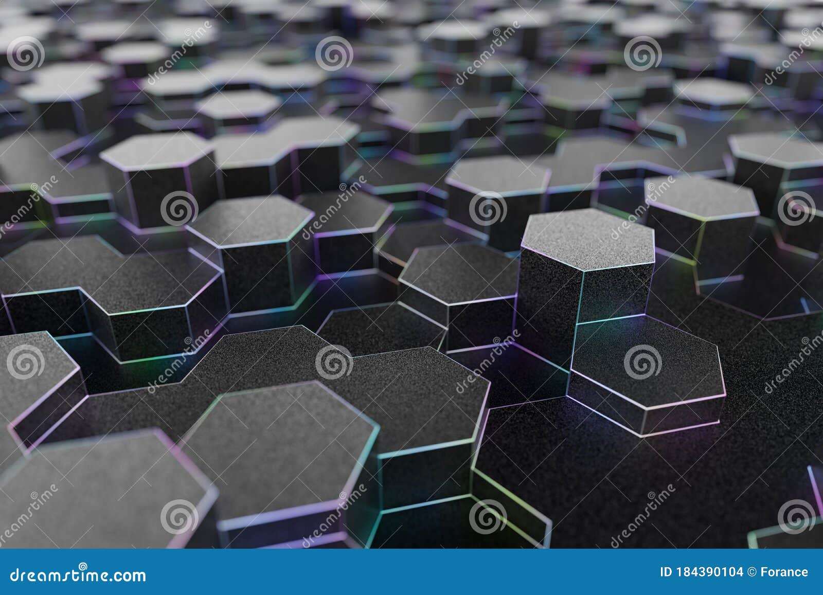 3D Rendering of Hexagonal Mesh, Thin Colorful Edges Stock Illustration ...