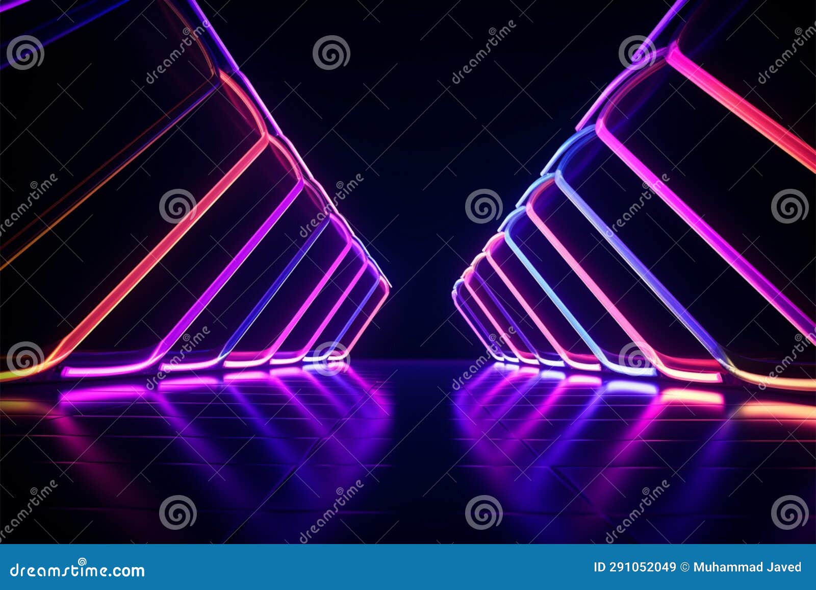 3D Rendering Hexagonal Neon Frames with Vivid Colors on Black Stock ...