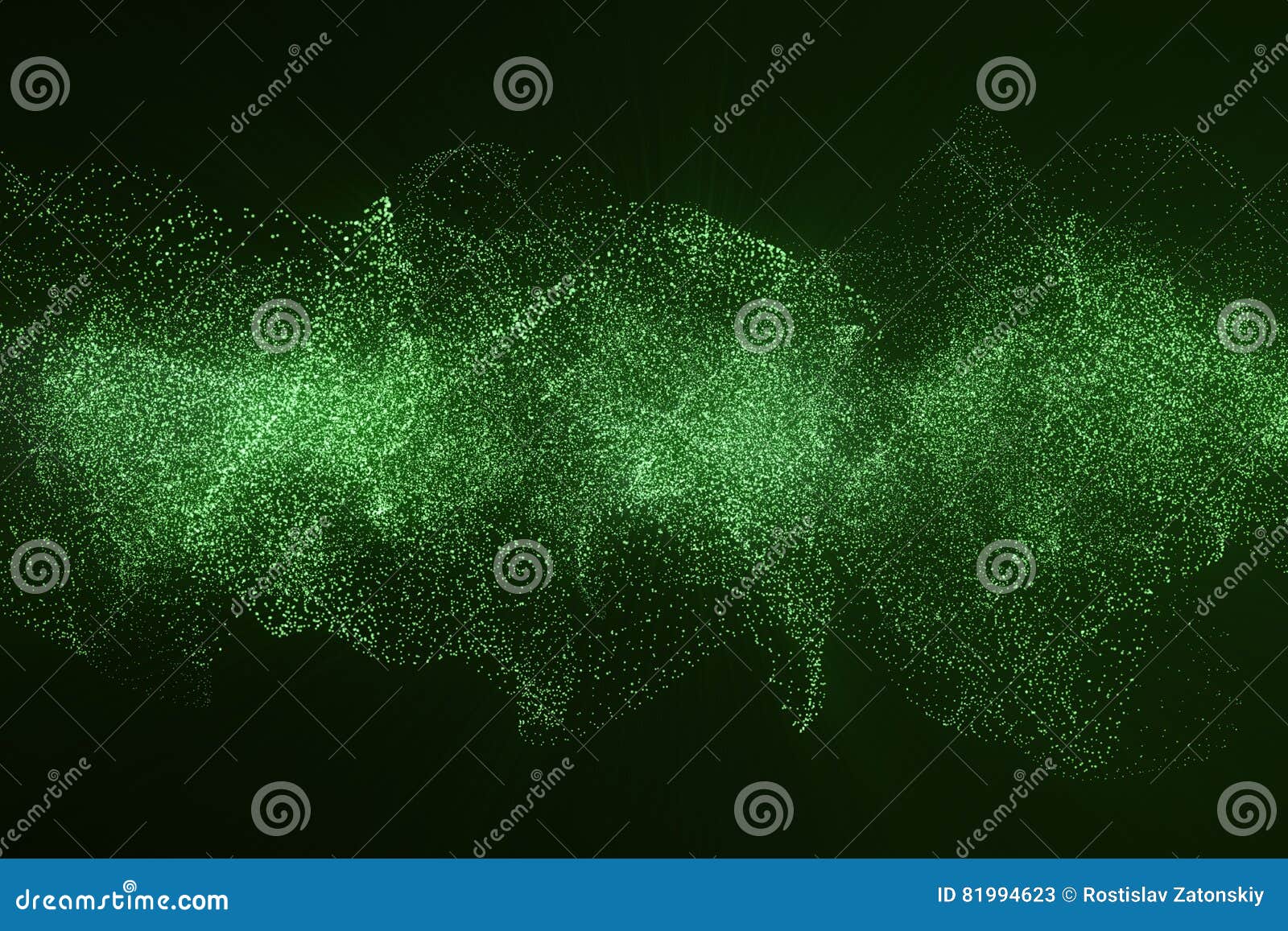3d Rendering Hi-tech Digital Terrain, Green Abstract Space on Dark ...