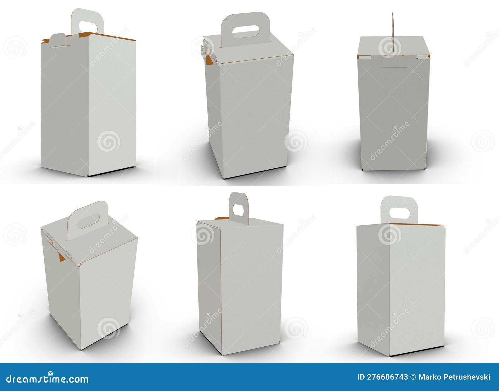 3D Rendering - High Resolution Image Basic Box Paper With Handle On Top ...