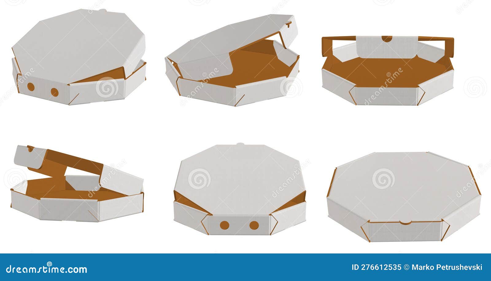 3D Rendering - High Resolution Image White Octagon Pizza Box Template ...