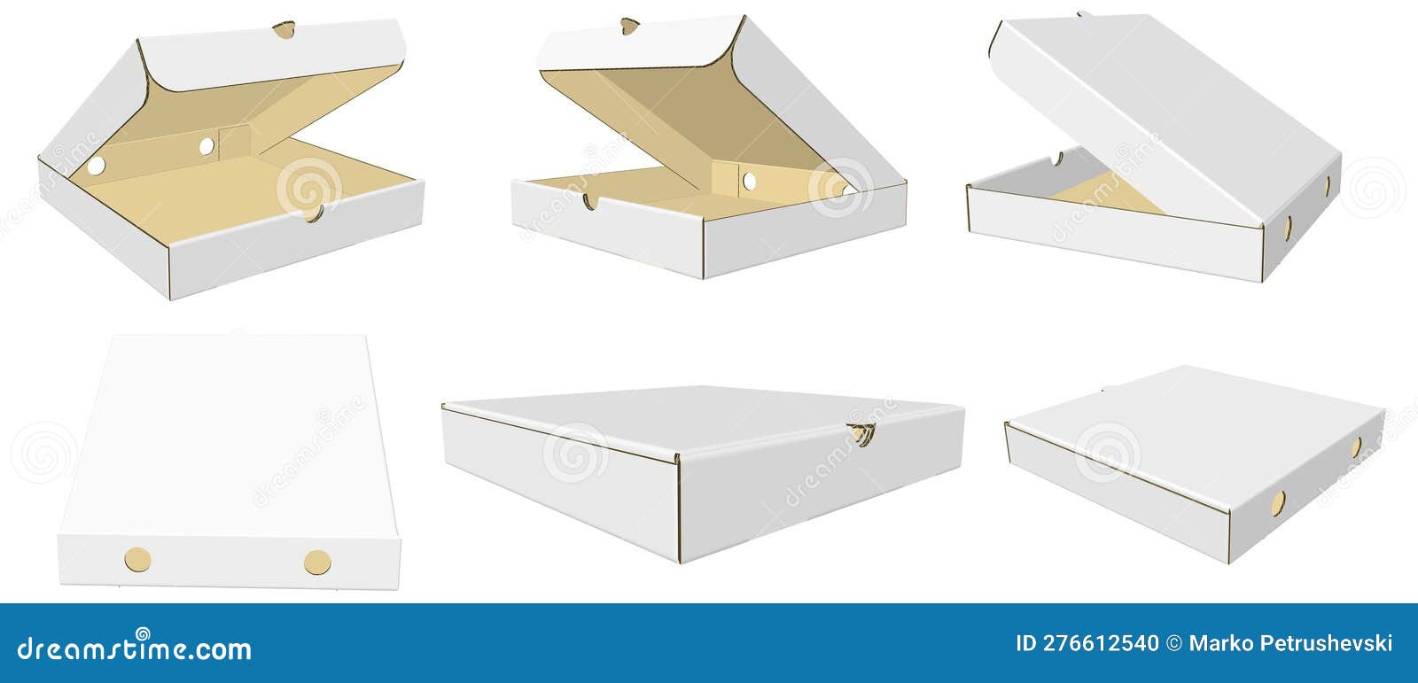 3D Rendering - High Resolution Image White Pizza Box Template Isolated ...