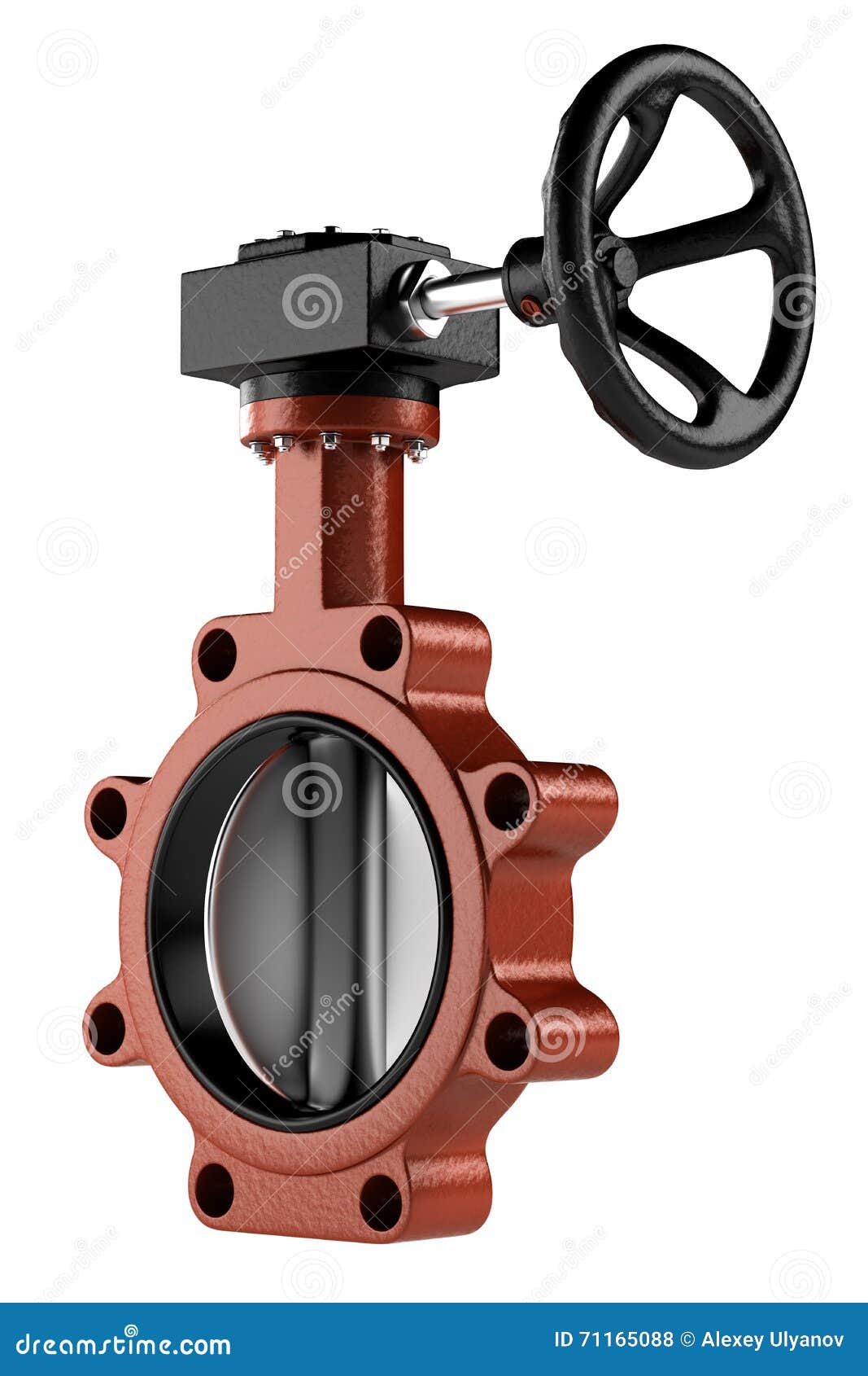 3d Rendering High Resolution Industrial Red Pipeline Valve on White ...