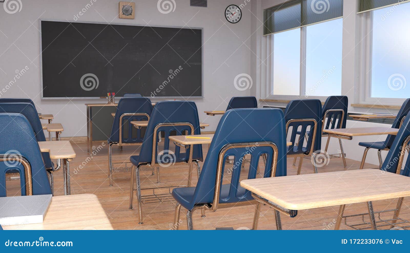 3D Rendering High School Classroom Stock Illustration - Illustration of ...