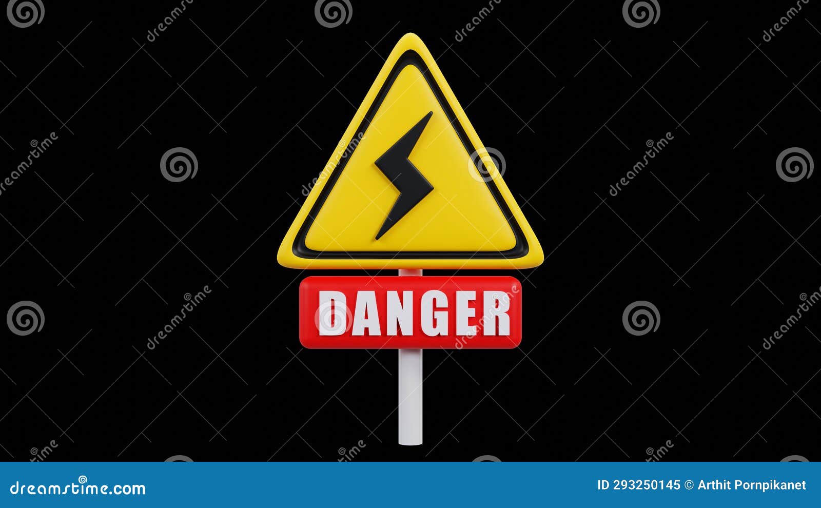3D Rendering of High Voltage Sign in Triangle Shape, Danger Warning ...