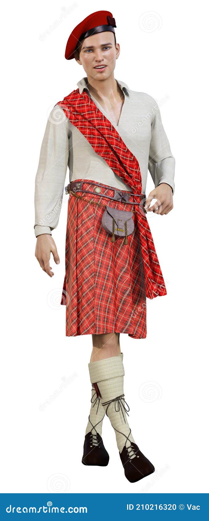 3D Rendering Highlander on White Stock Illustration - Illustration of ...