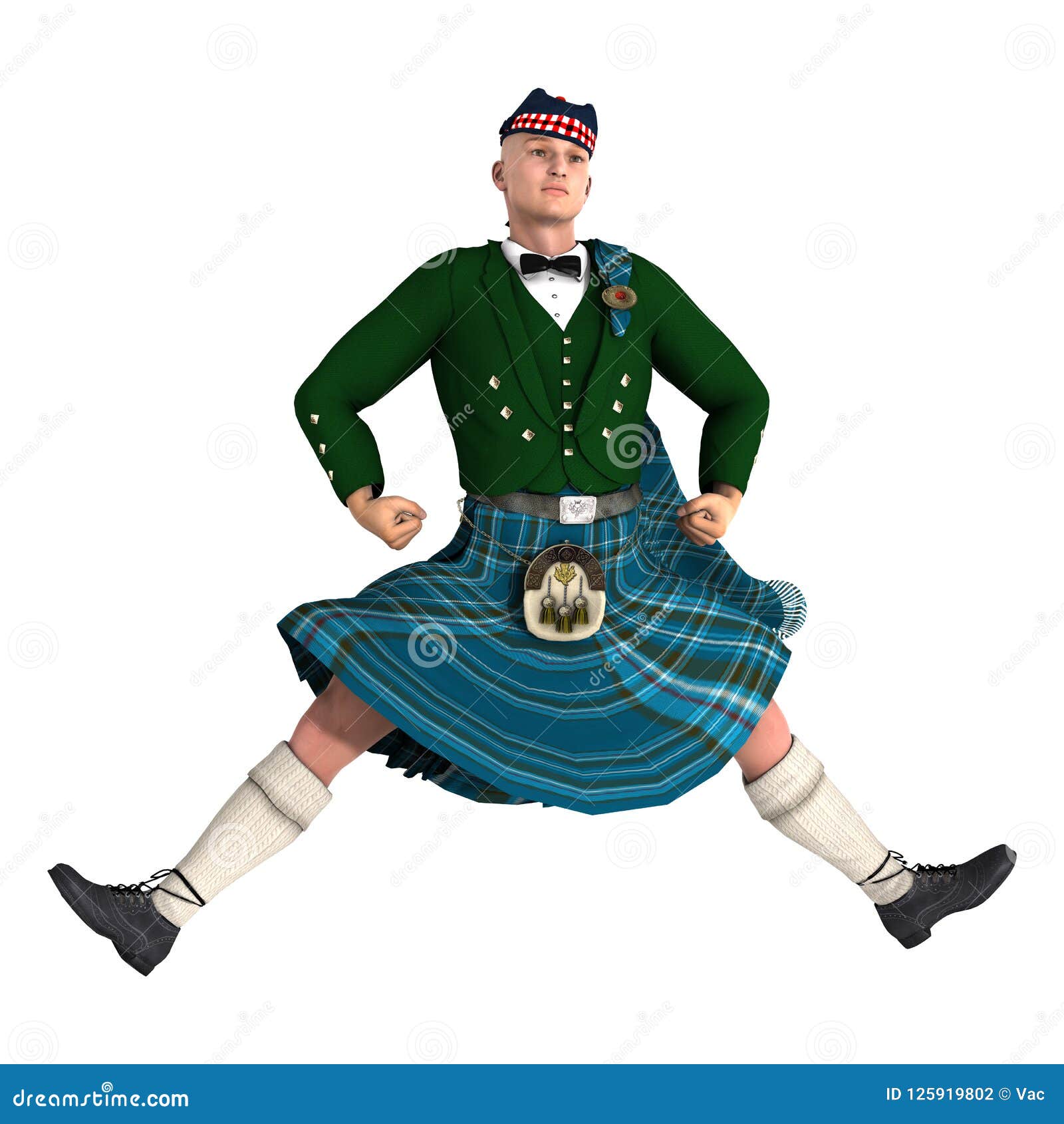 3D Rendering Highlander on White Stock Illustration - Illustration of ...