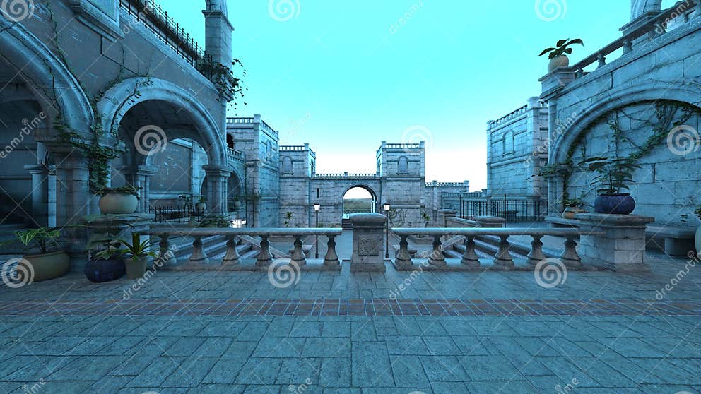 3D Rendering of Historic Castle Stock Illustration - Illustration of ...