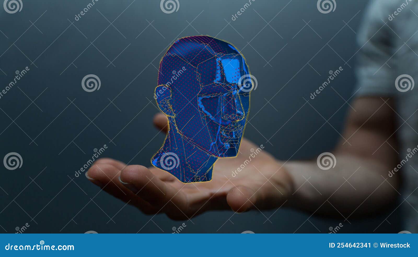3D Rendering of Holographic Human Head, Concept for Artificial ...