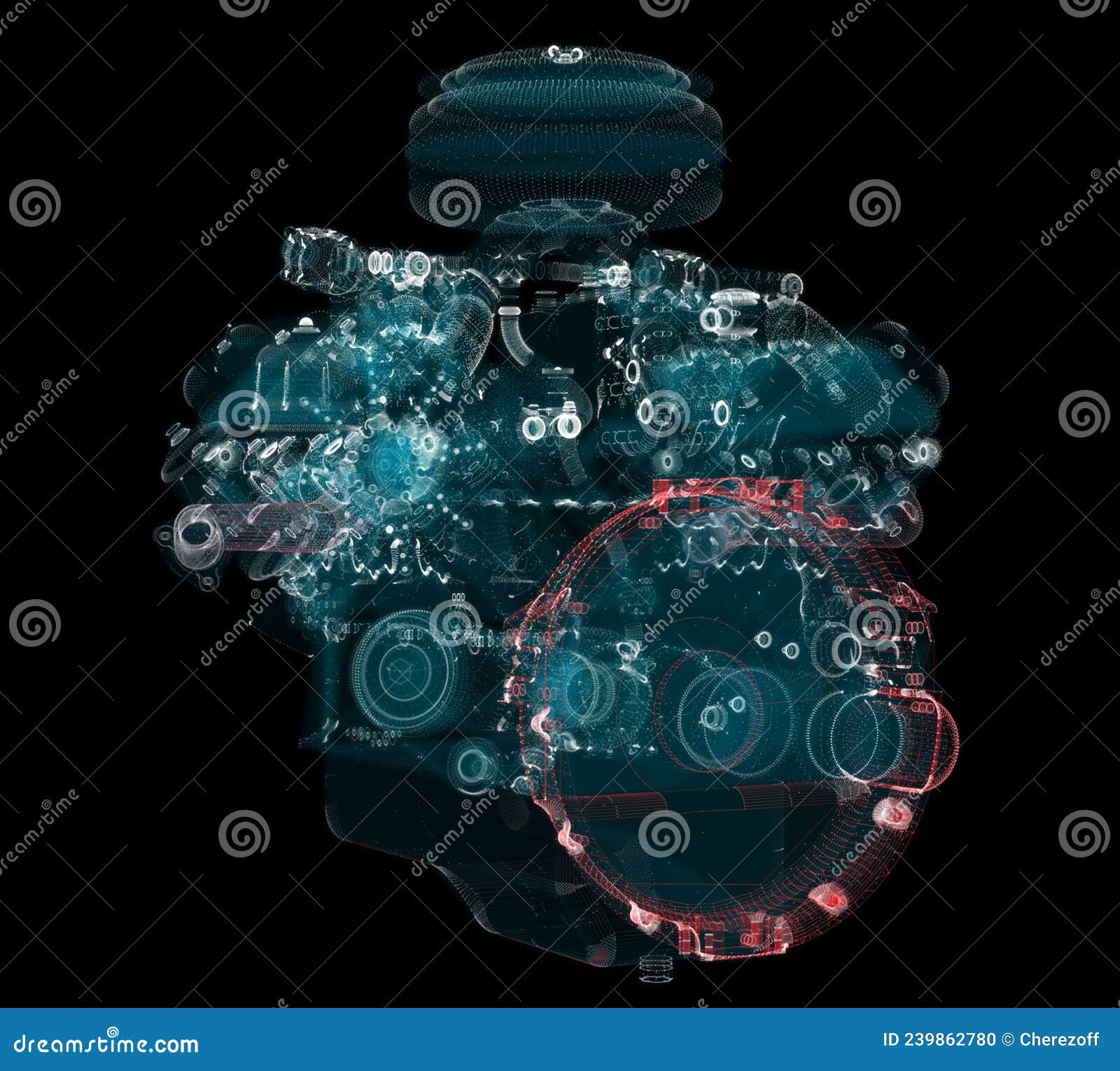 3D Rendering, Holographic Particle Engine Stock Illustration ...