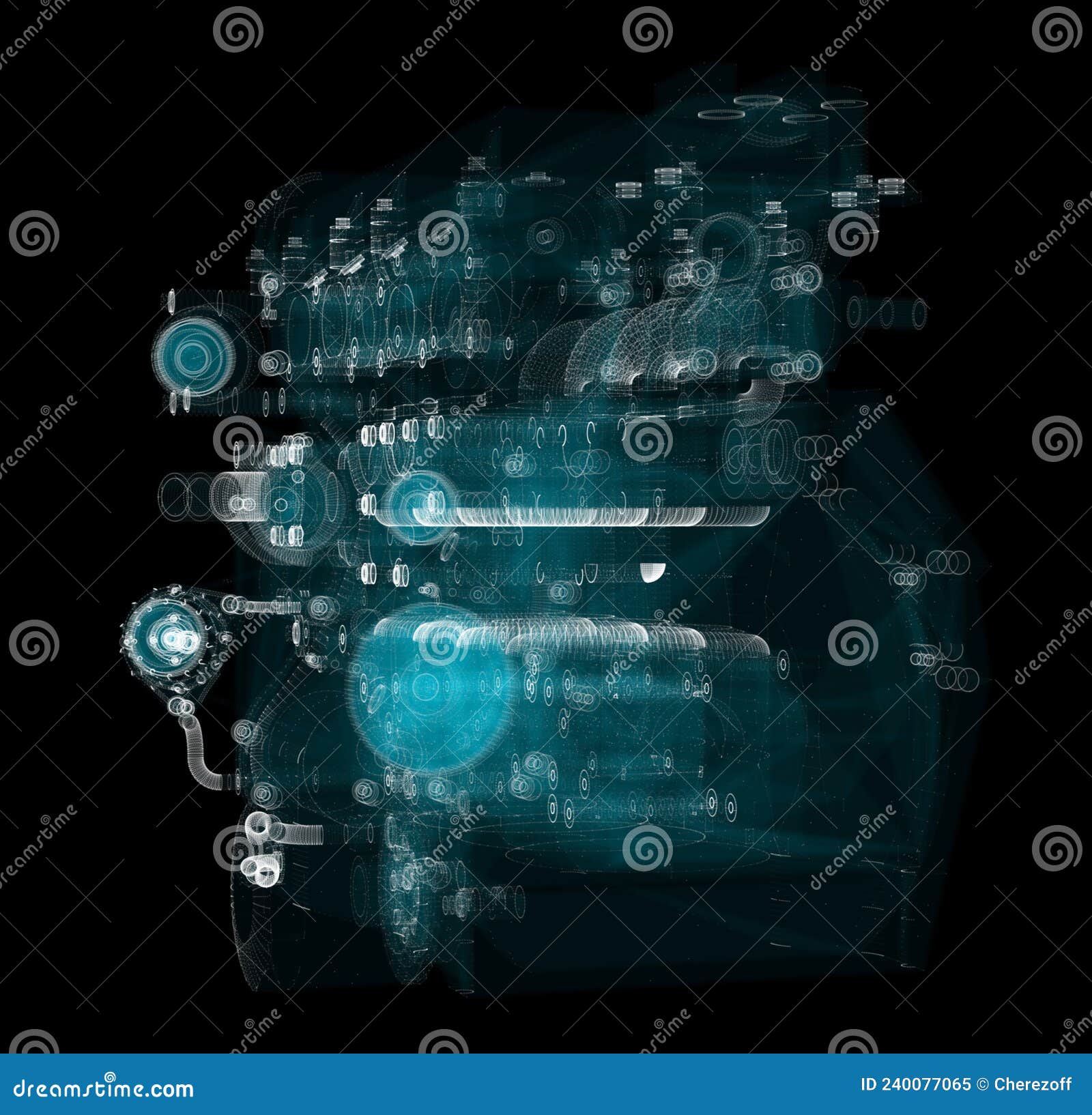 3D Rendering, Holographic Particle Engine Stock Illustration ...