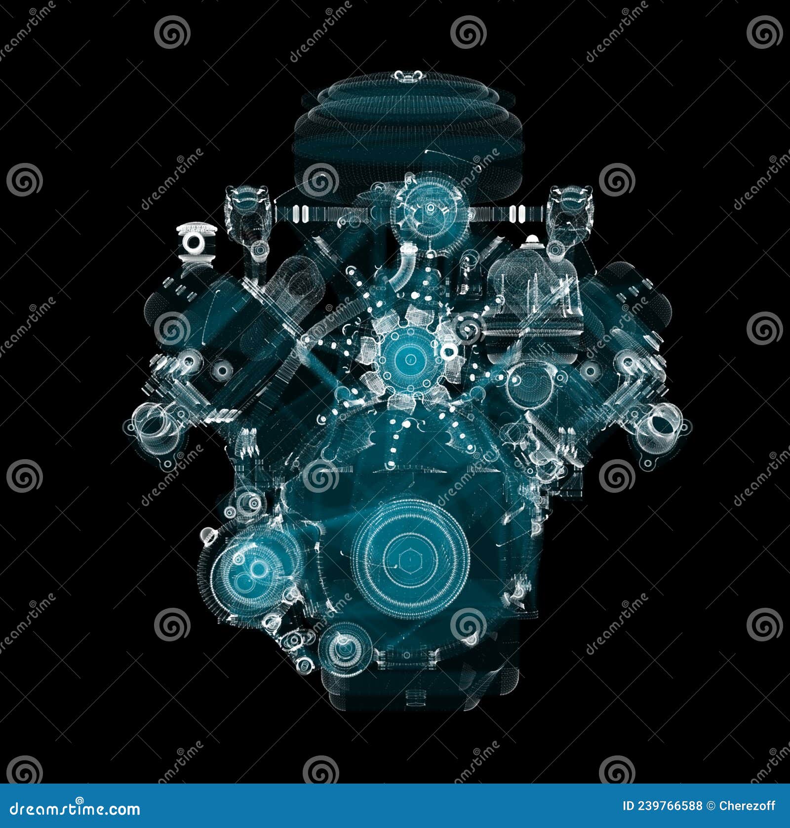 3D Rendering, Holographic Particle Engine Stock Illustration ...