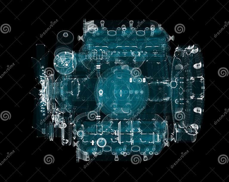 3D Rendering, Holographic Particle Engine Stock Illustration ...