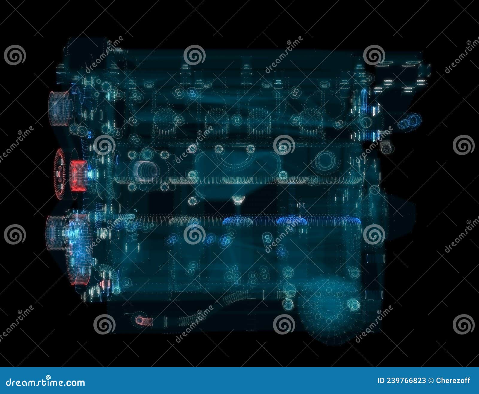 3D Rendering, Holographic Particle Engine Stock Illustration ...