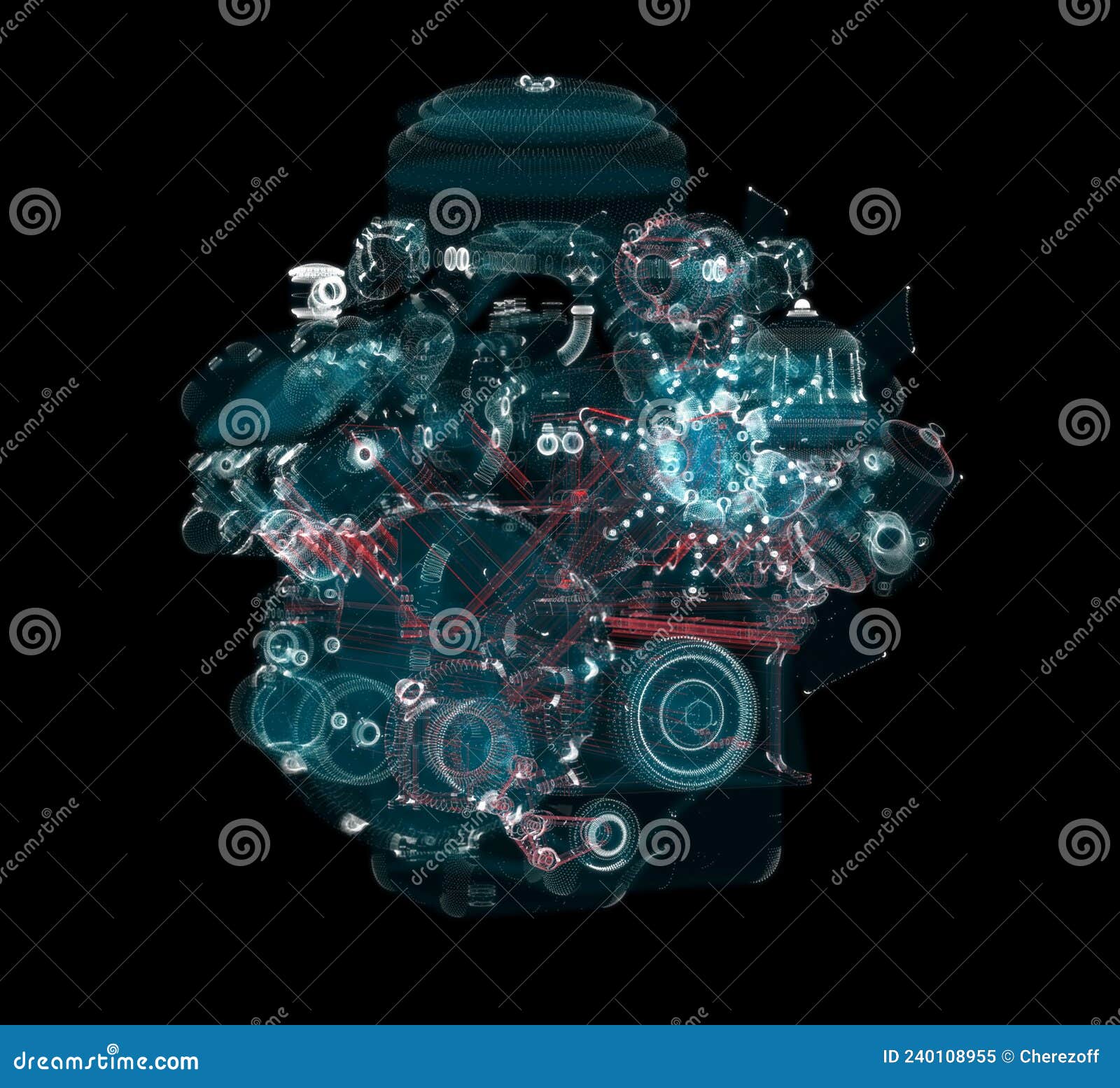 3D Rendering, Holographic Particle Engine Stock Illustration ...