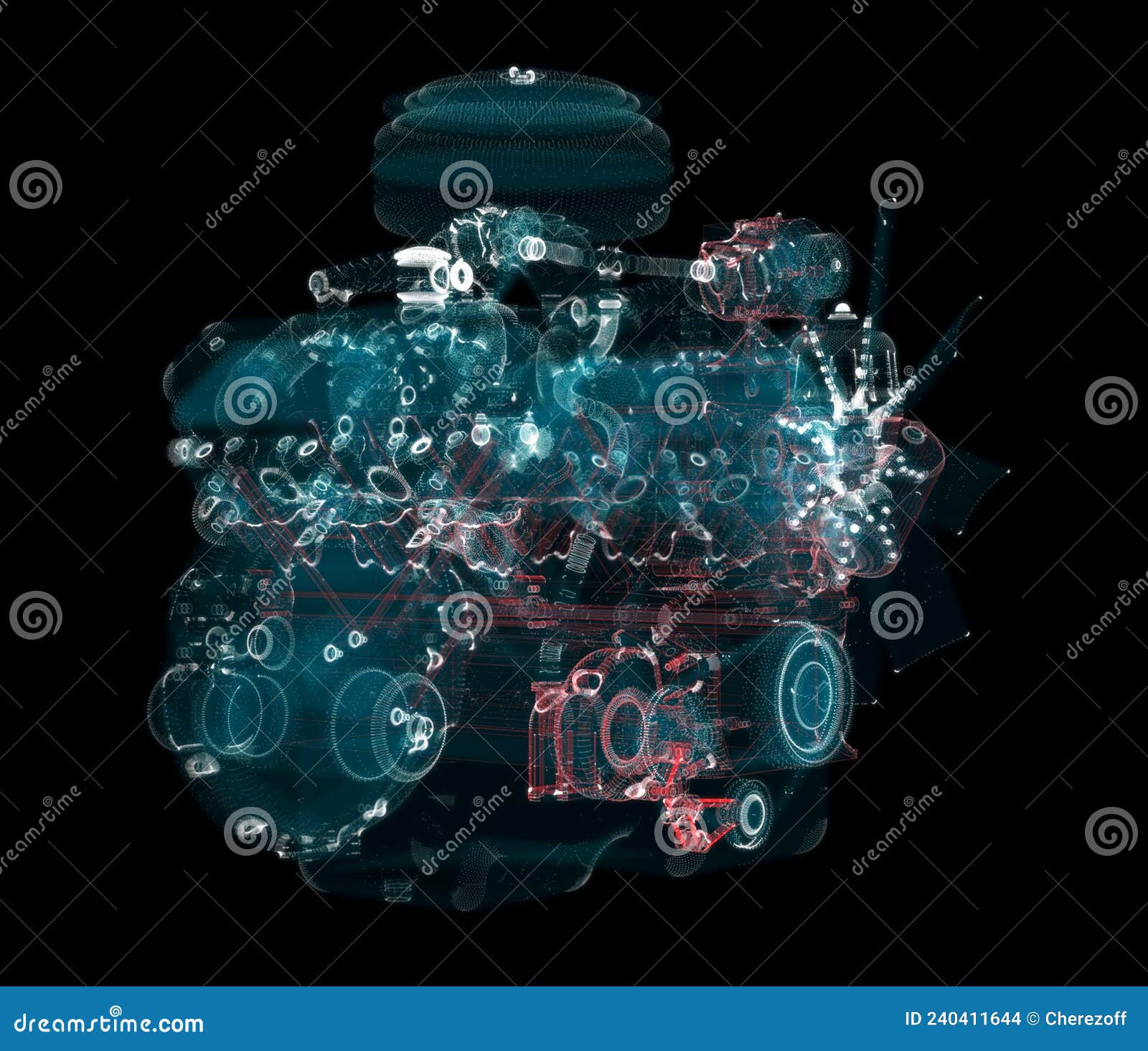3D Rendering, Holographic Particle Engine Stock Illustration ...