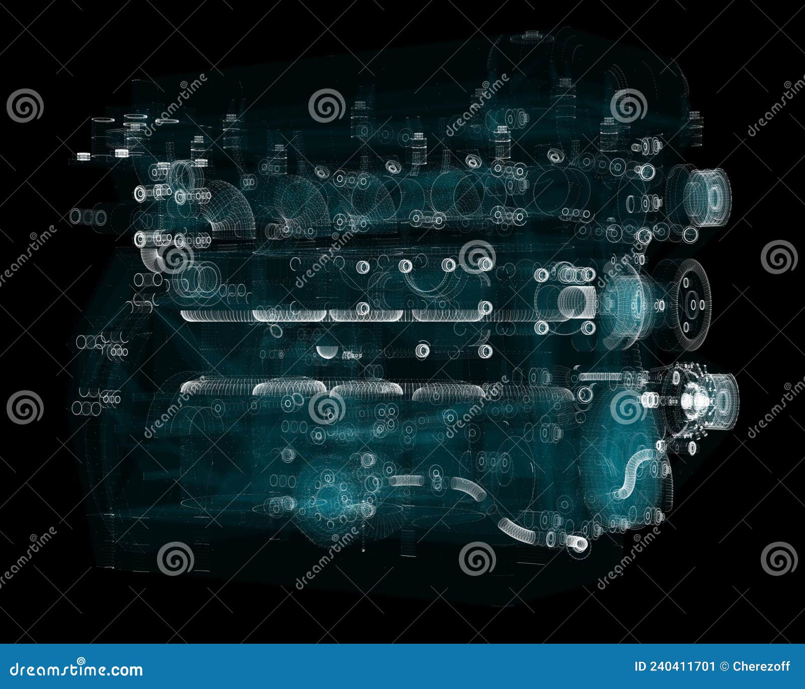 3D Rendering, Holographic Particle Engine Stock Illustration ...