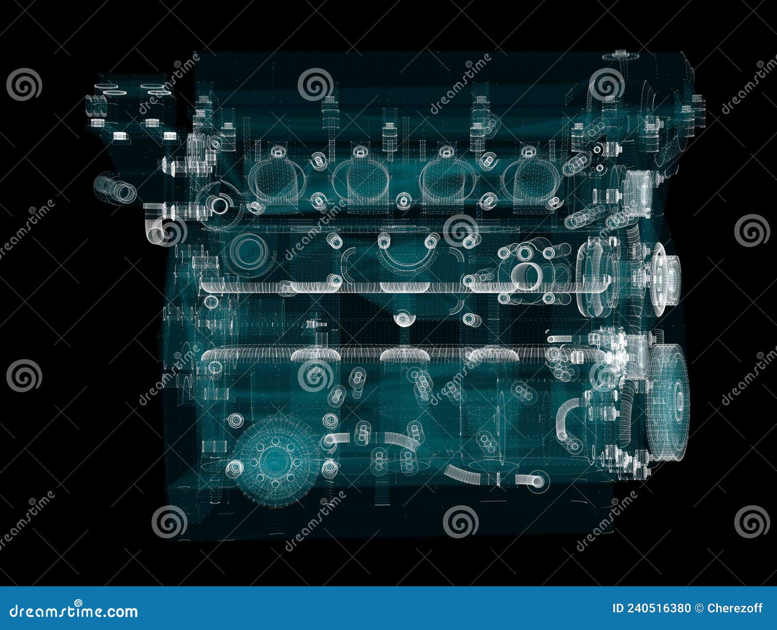 3D Rendering, Holographic Particle Engine Stock Illustration ...