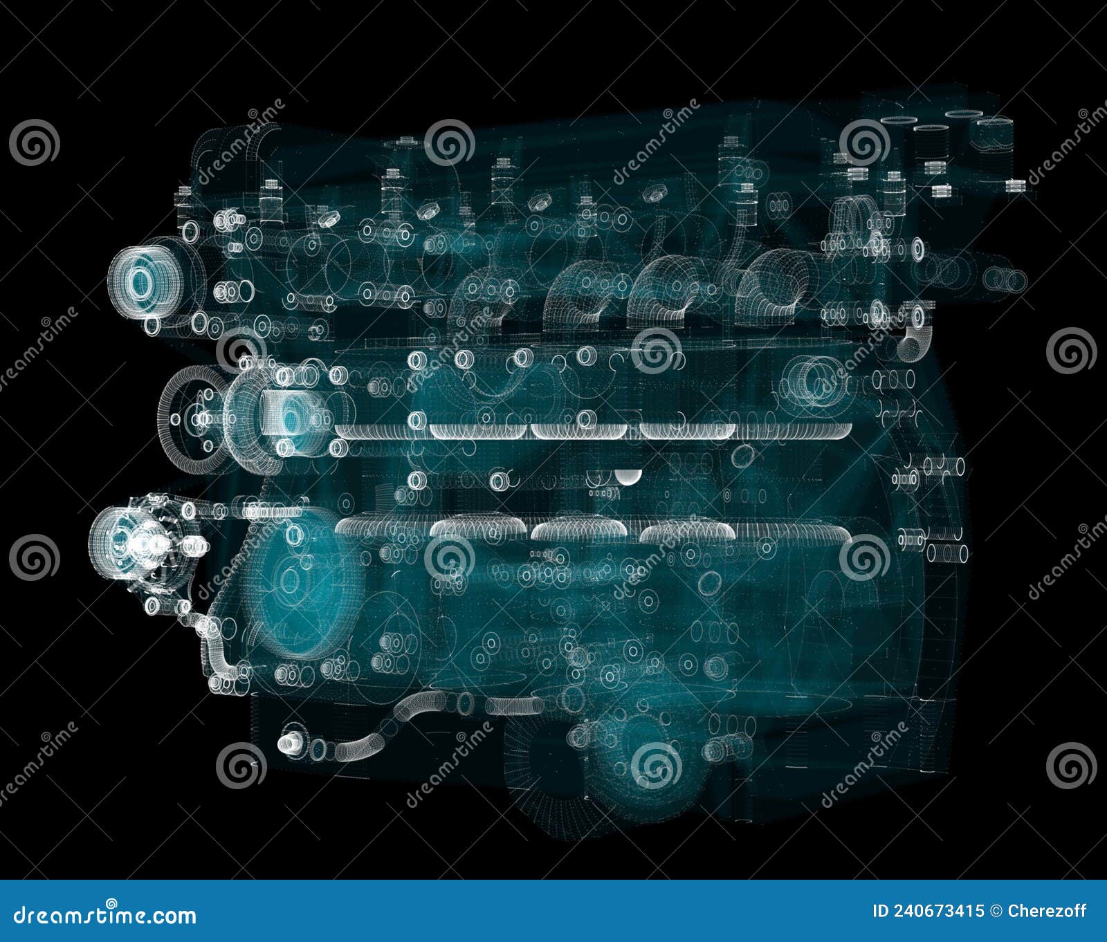 3D Rendering, Holographic Particle Engine Stock Illustration ...