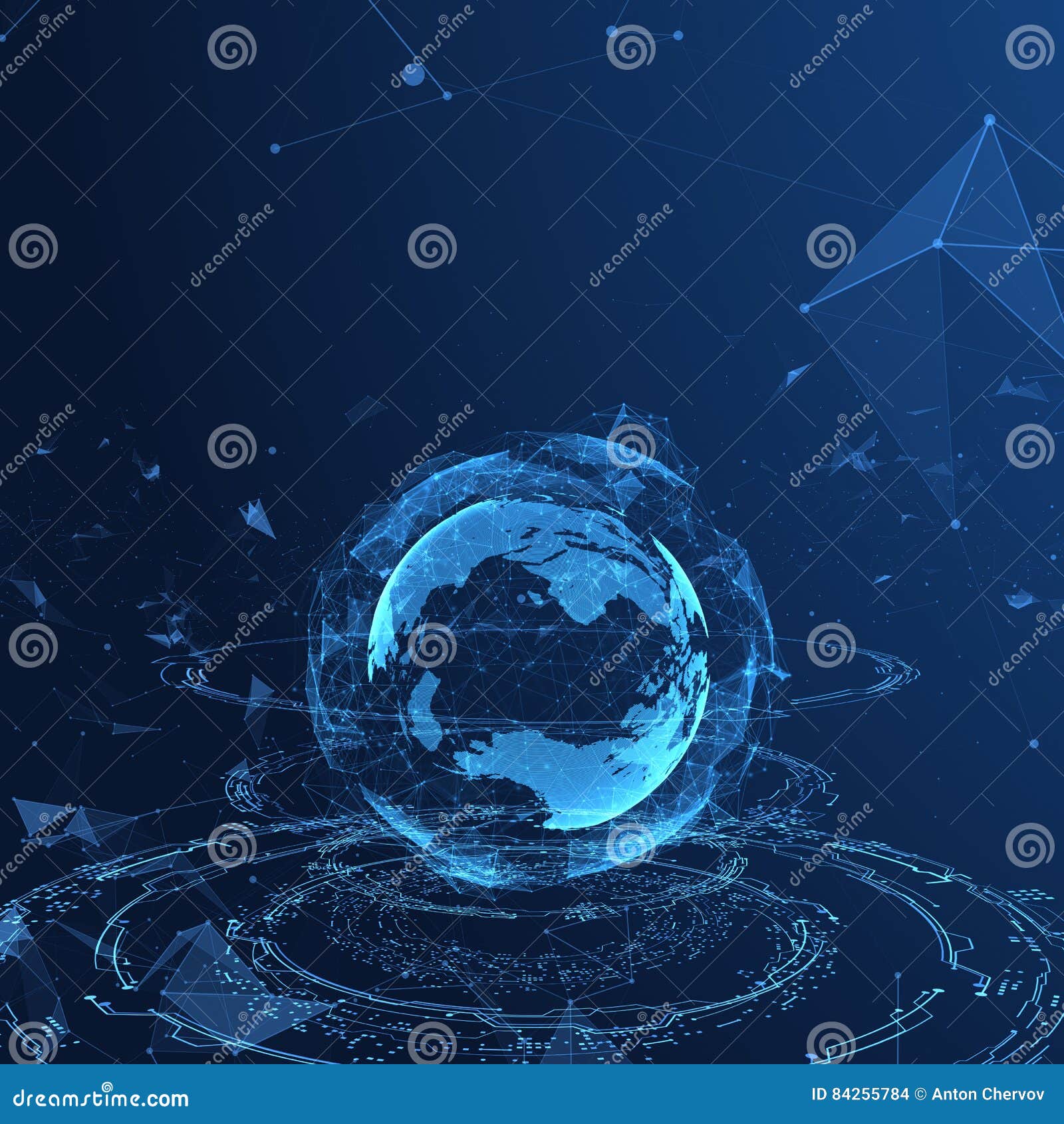3d Rendering Holographic Projection of Planet Earth Stock Illustration - Illustration of info ...