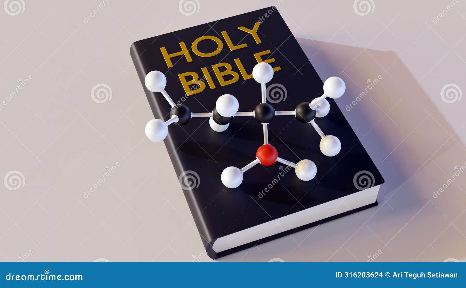 Holy Bible and the Molecule Model Stock Illustration - Illustration of ...