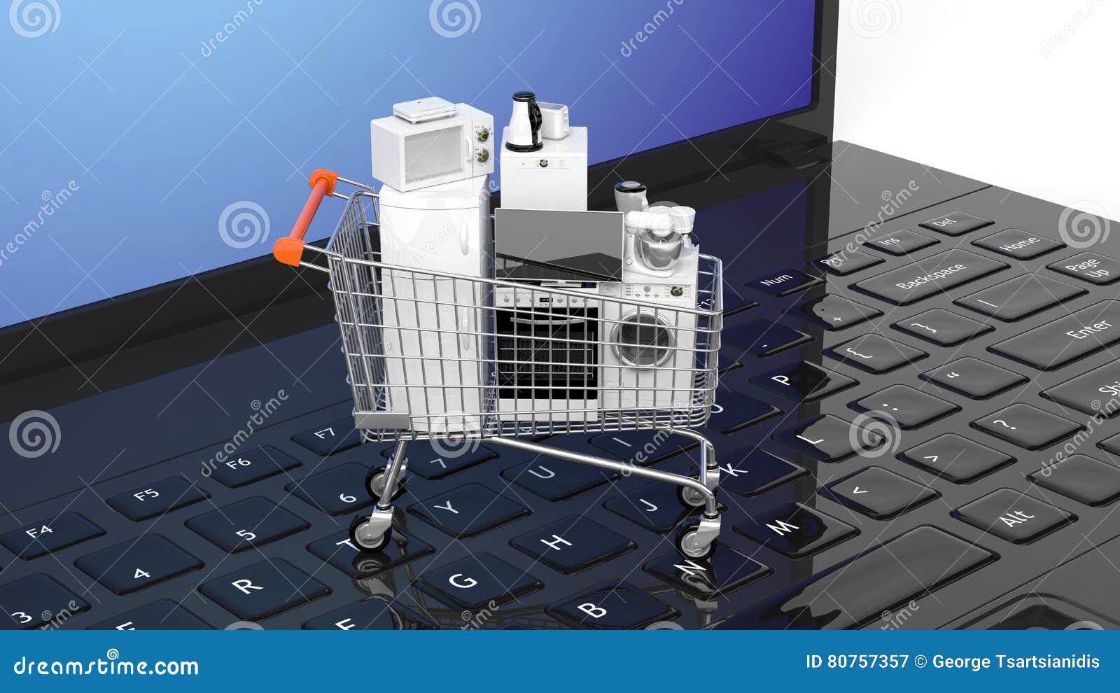 3d Rendering Home Appliances on a Computer Stock Illustration ...
