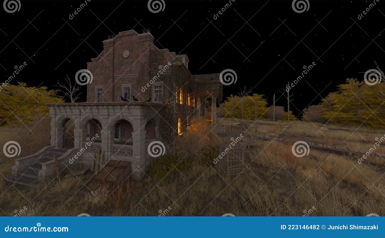 3D Rendering of Horror House Stock Illustration - Illustration of room ...