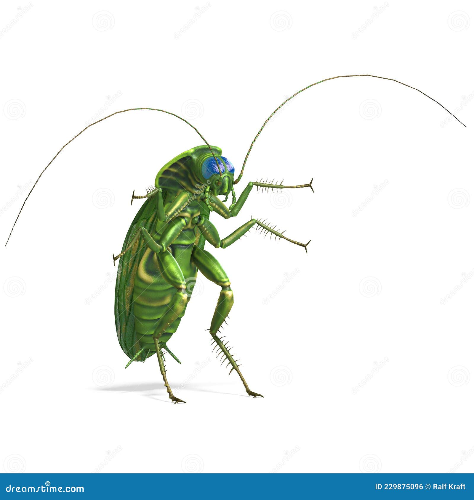 3D-illustration of a Creepy Cartoon Cockroach. Isolated Rendering ...