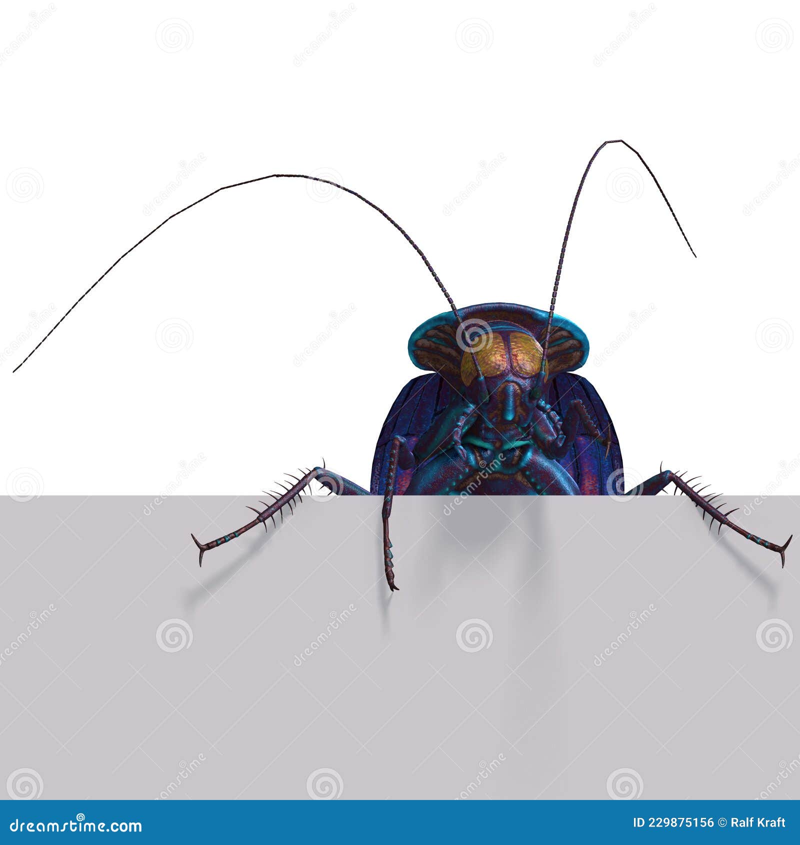 3D-illustration of a Creepy Cartoon Cockroach. Isolated Rendering ...