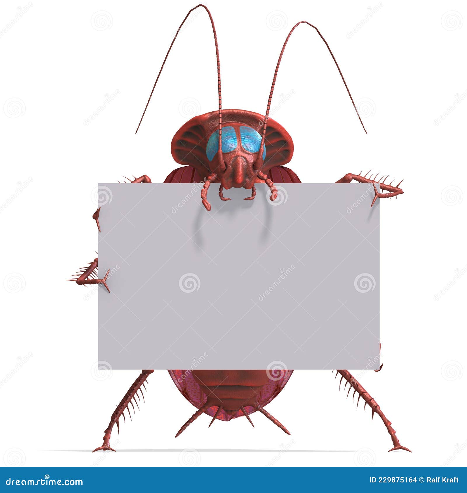 3D-illustration of a Creepy Cartoon Cockroach. Isolated Rendering ...