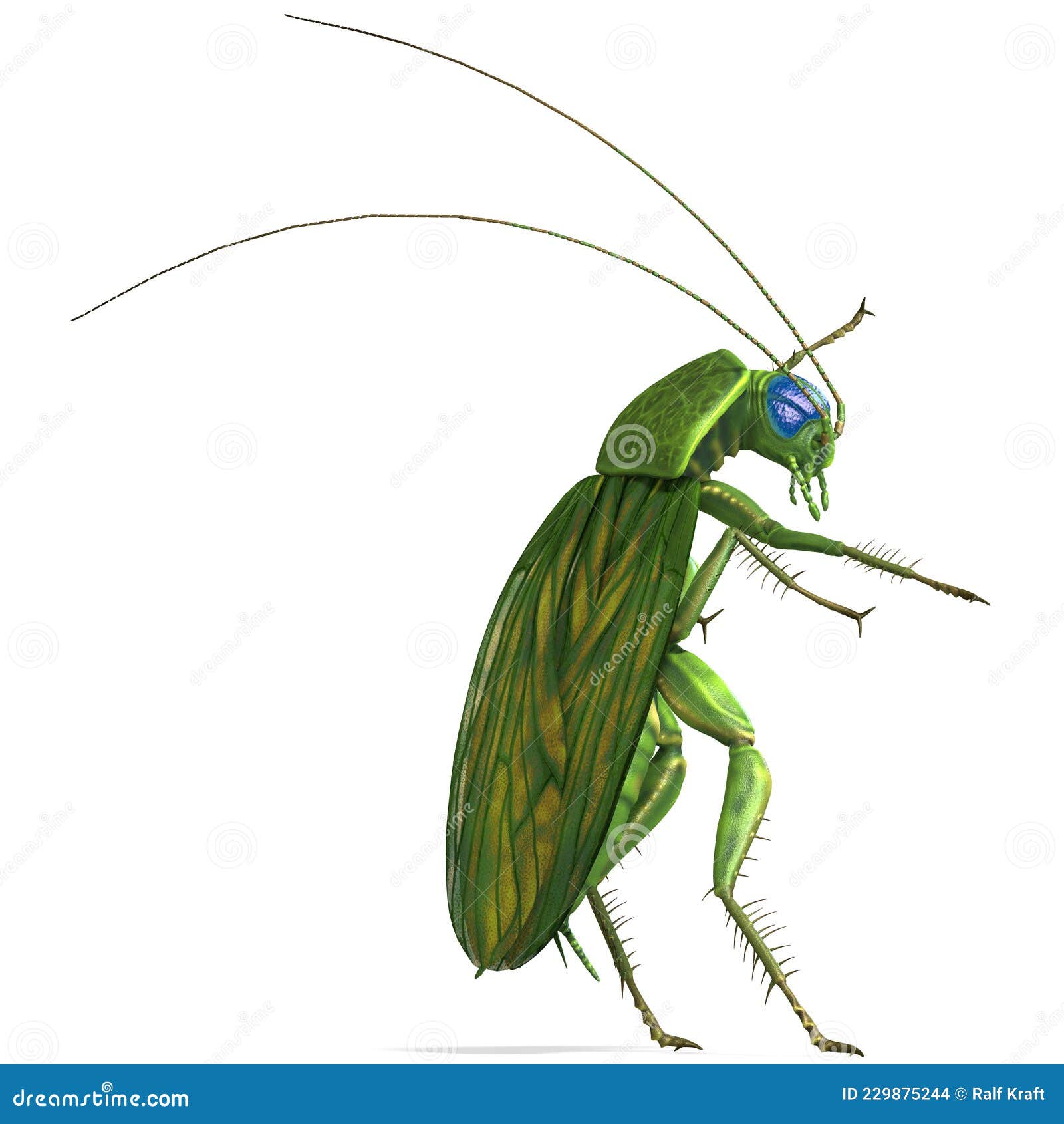 3D-illustration of a Creepy Cartoon Cockroach. Isolated Rendering ...