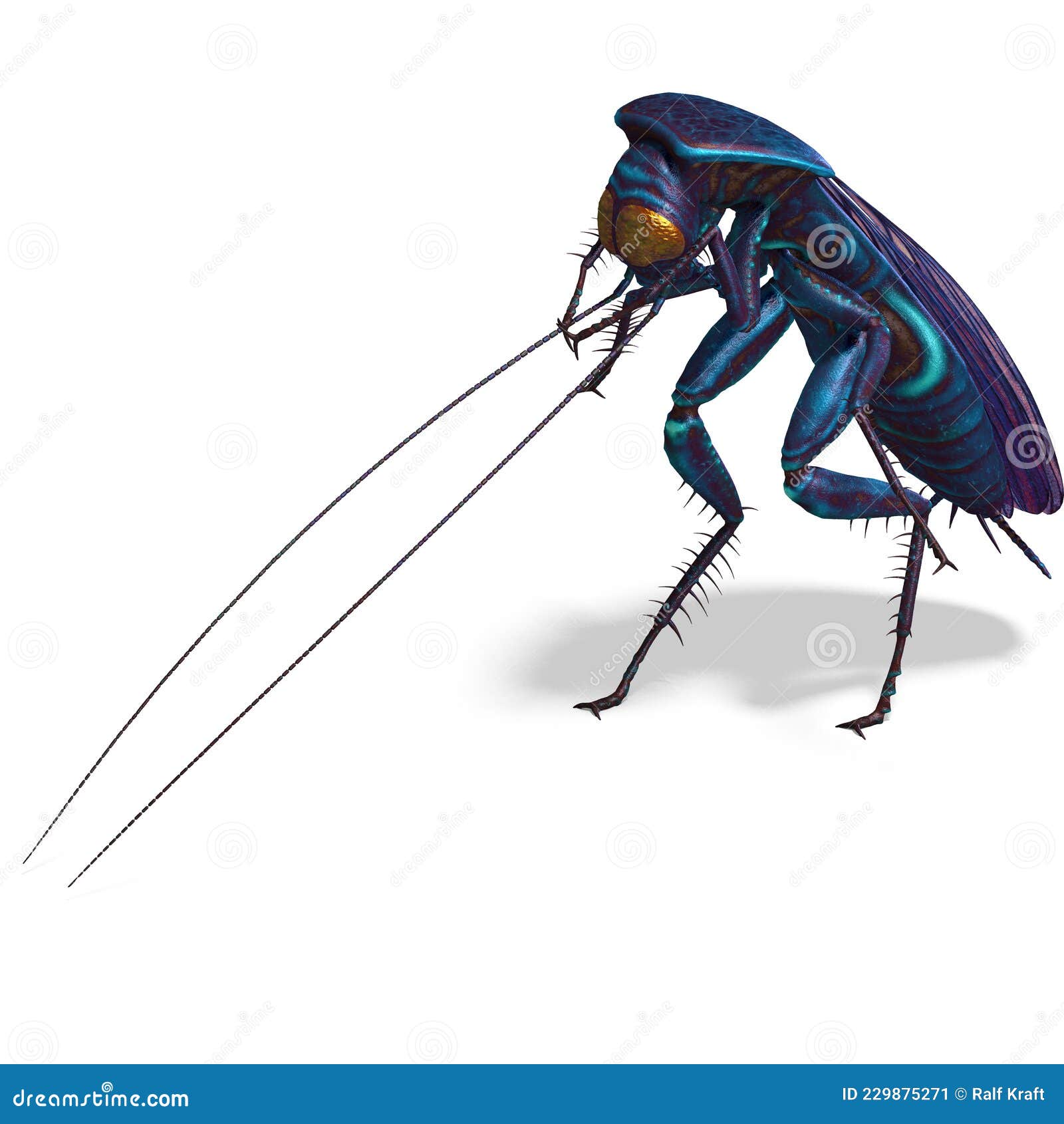 3D-illustration of a Creepy Cartoon Cockroach. Isolated Rendering ...