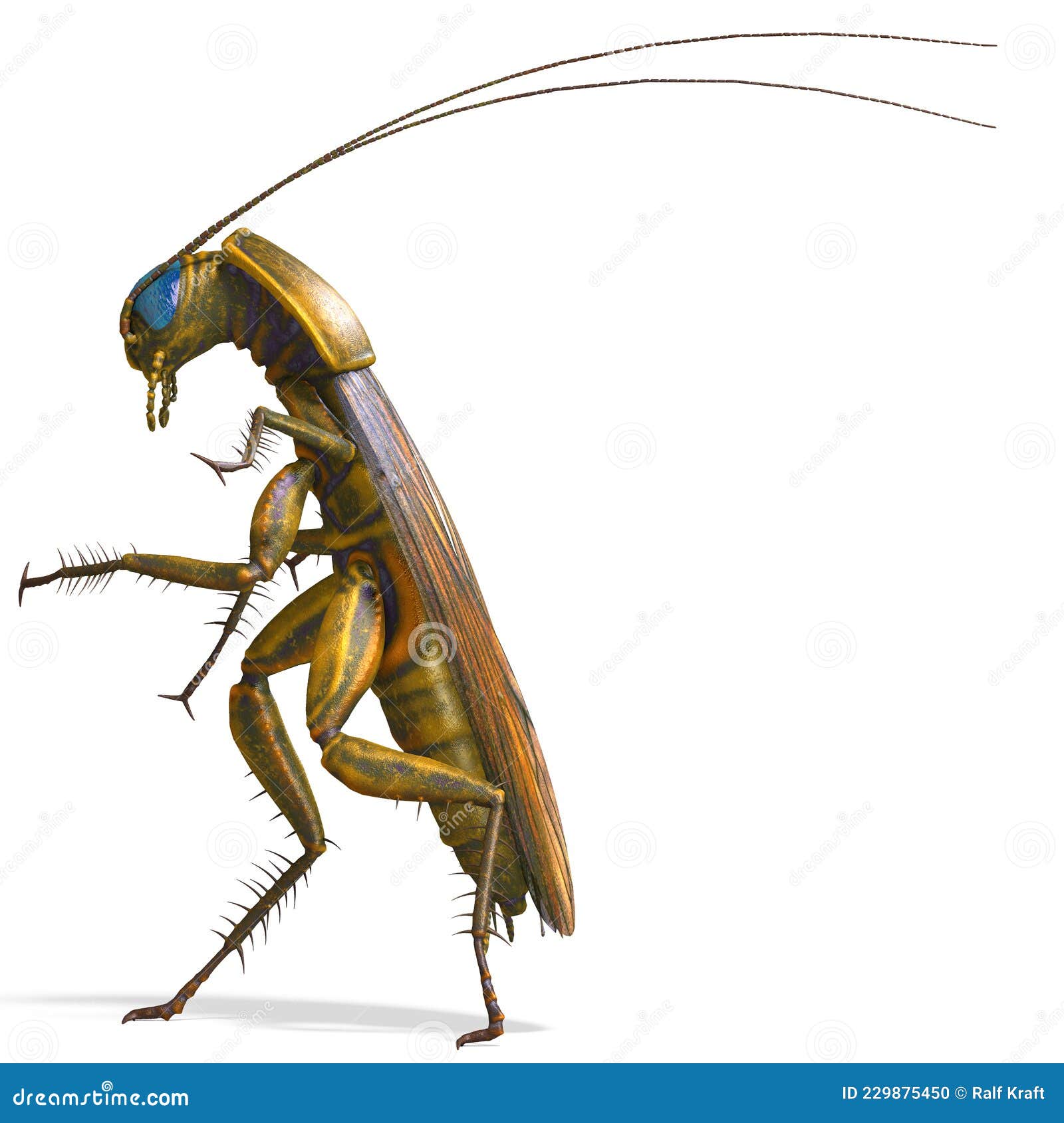 3D-illustration of a Creepy Cartoon Cockroach. Isolated Rendering ...