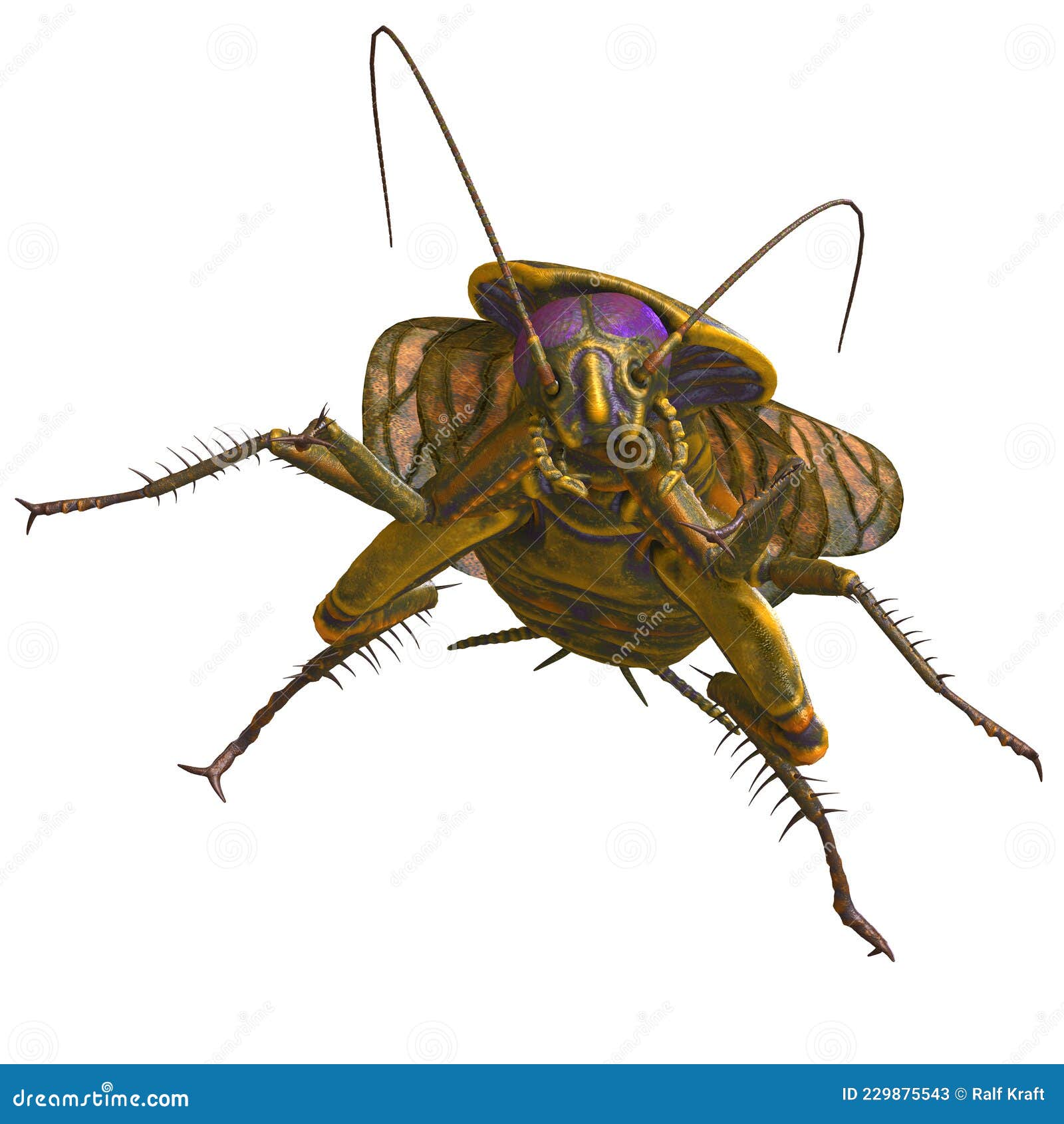 3D-illustration of a Creepy Cartoon Cockroach. Isolated Rendering ...