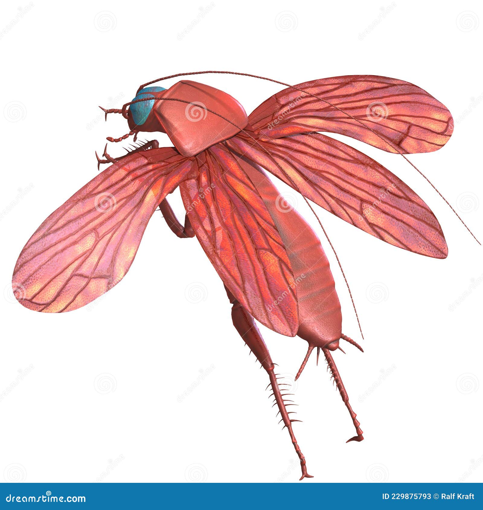 3D-illustration of a Creepy Cartoon Cockroach. Isolated Rendering ...