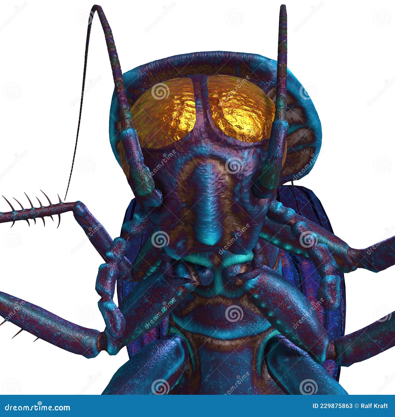 3D-illustration of a Creepy Cartoon Cockroach. Isolated Rendering ...