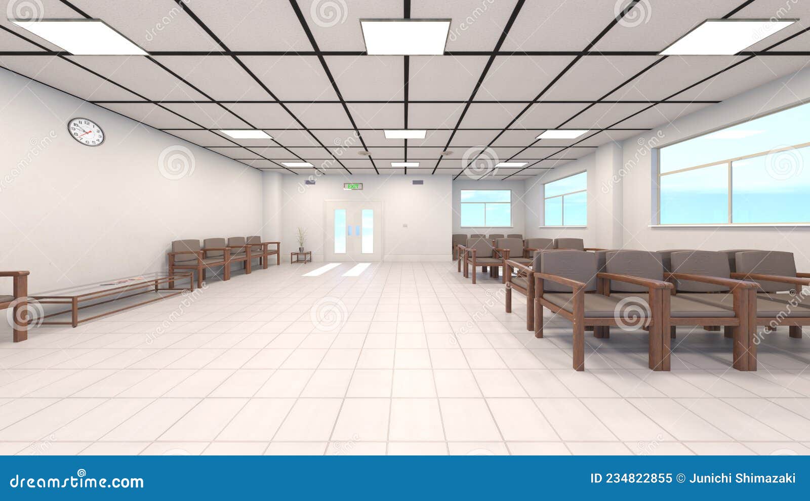 3D Rendering of the Hospital Corridor Stock Illustration - Illustration ...