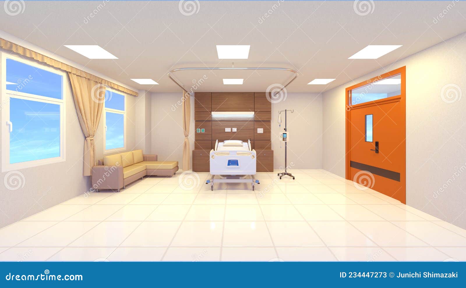 3D Rendering of the Hospital Room Stock Illustration - Illustration of ...