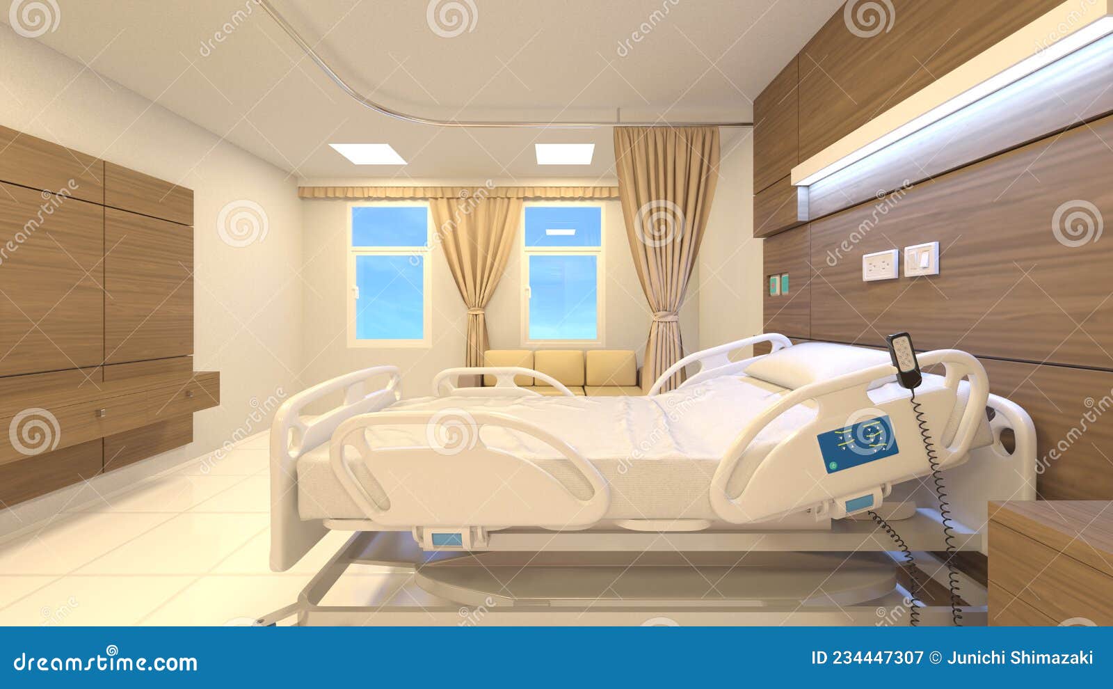 3D Rendering of the Hospital Room Stock Illustration - Illustration of ...