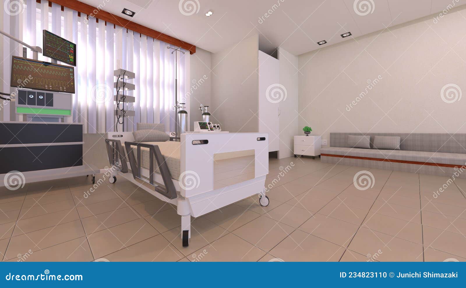 3D Rendering of the Hospital Room Stock Illustration - Illustration of ...