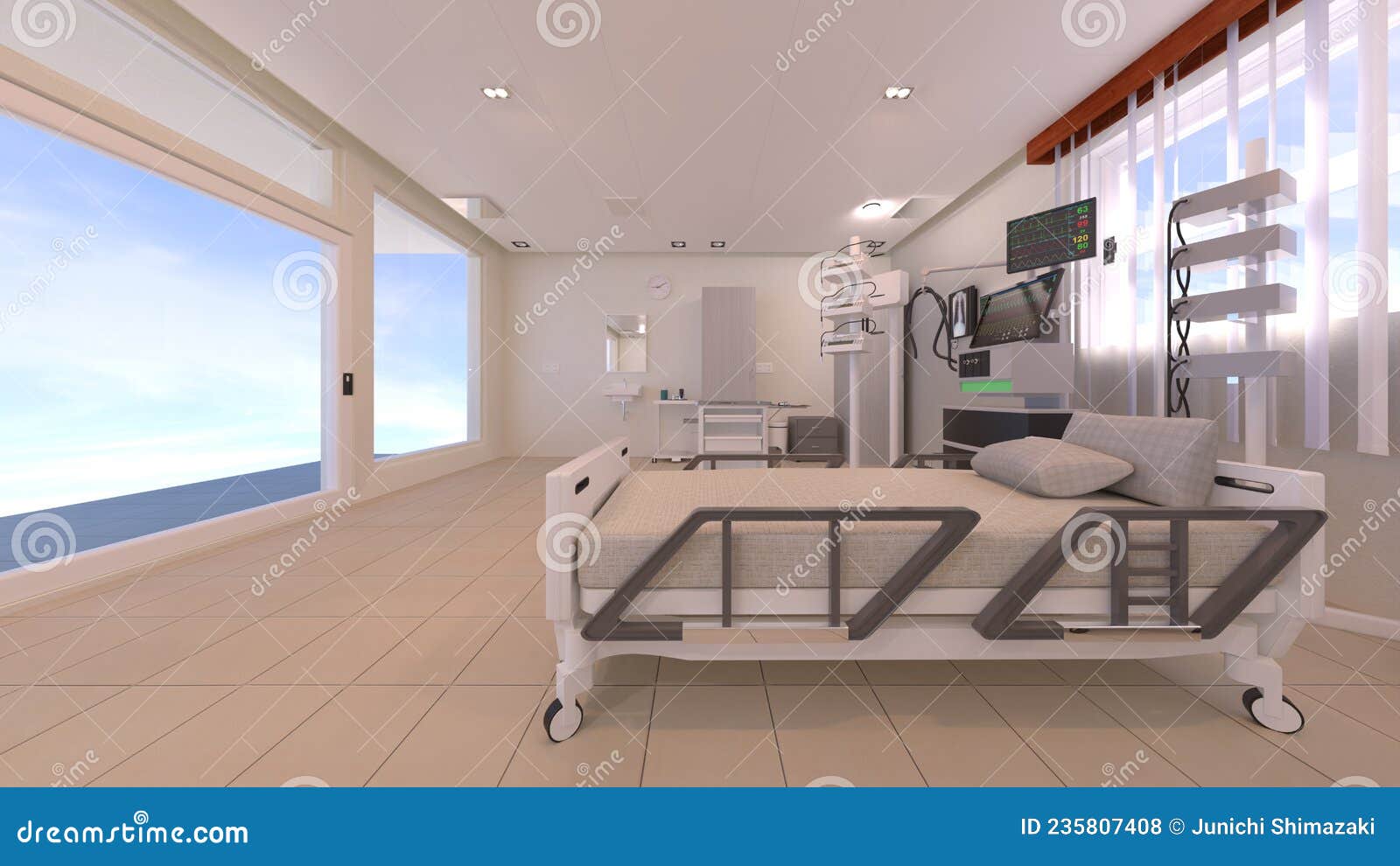 3D Rendering of the Hospital Room Stock Illustration - Illustration of ...