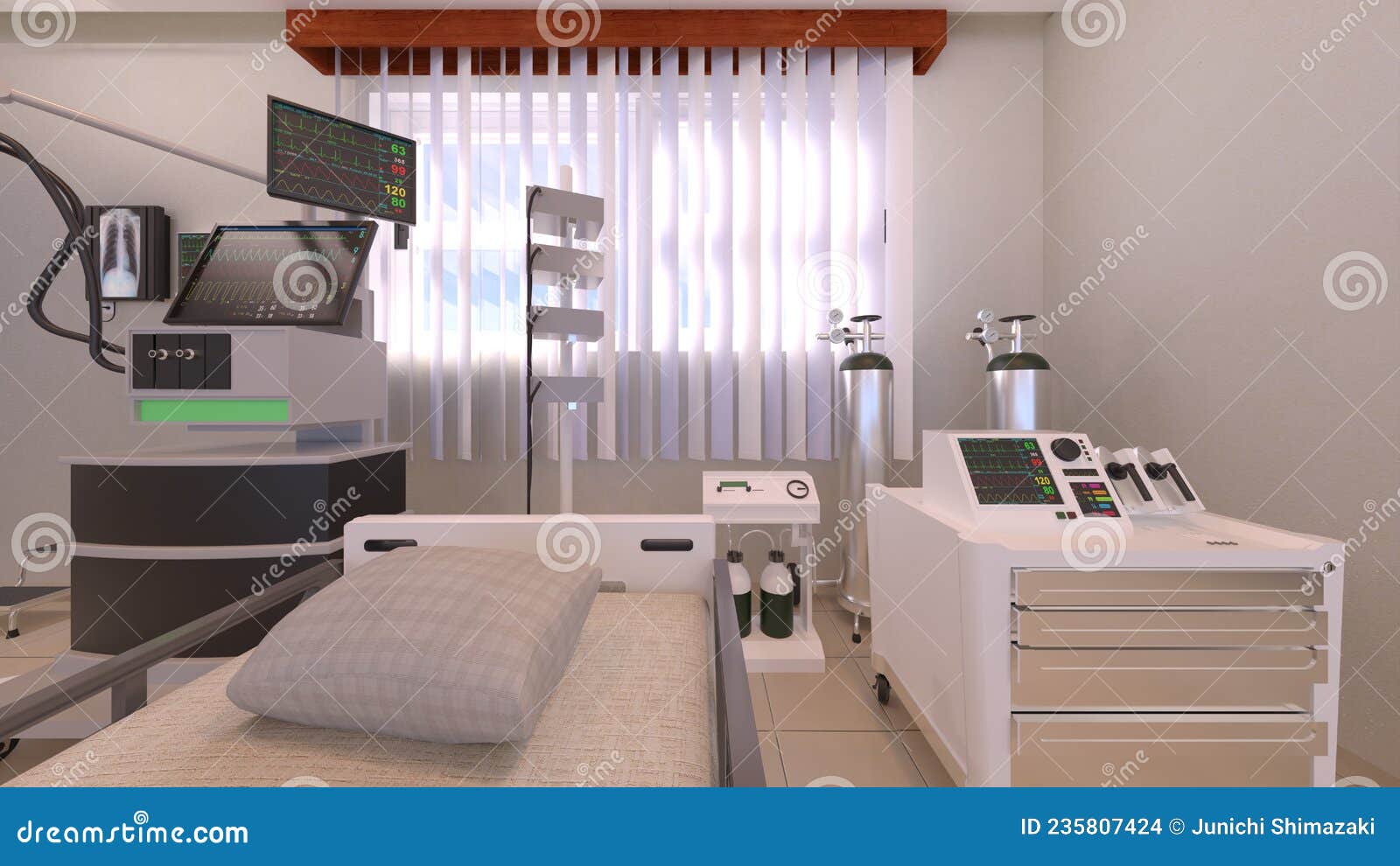 3D Rendering of the Hospital Room Stock Illustration - Illustration of ...